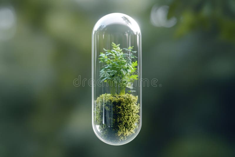A Translucent Herbal Supplement Capsule Hovers Effortlessly, Unveiling ...