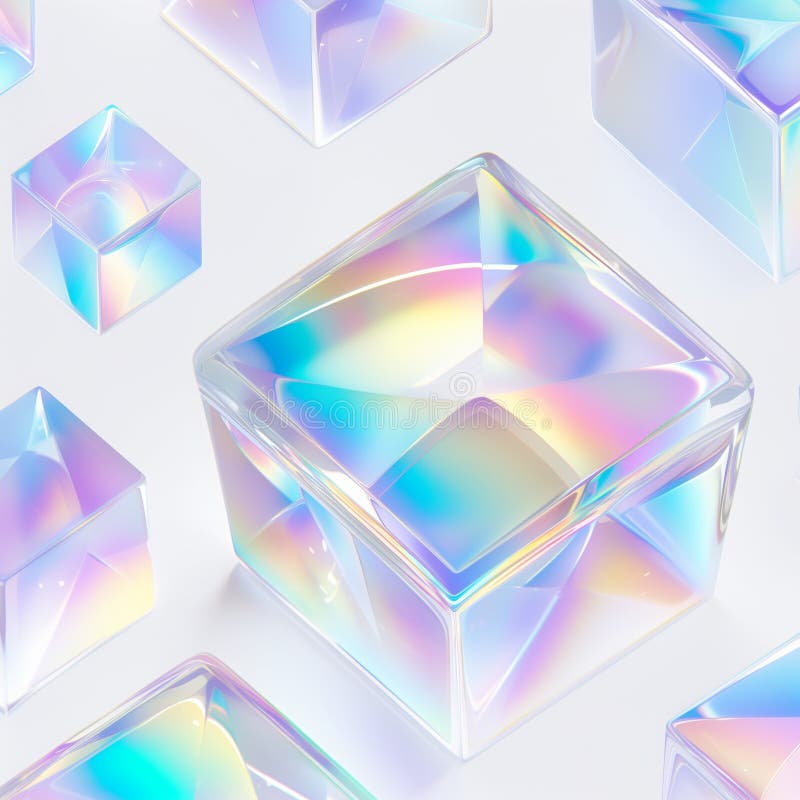 Translucent Holographic Cubes with a Soft Refractive Glow. AI Generated ...