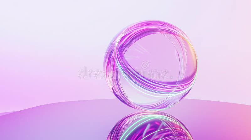 Translucent Holographic Sphere on Gradient Background.Geometric ...