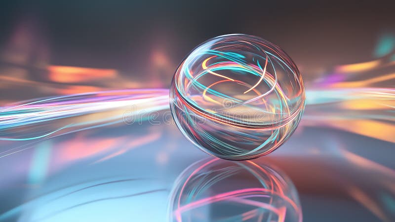 Translucent Holographic Sphere on Gradient Background.Geometric ...