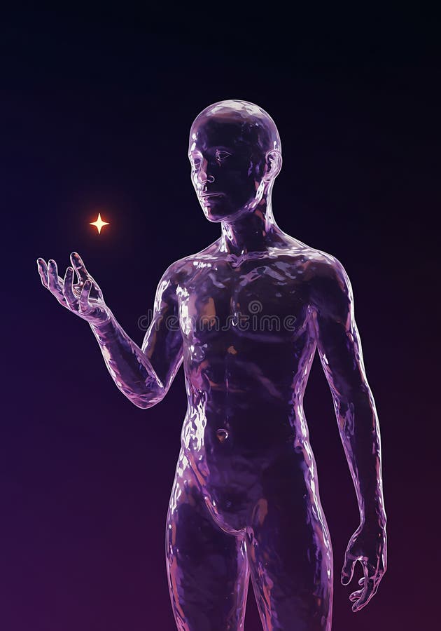 Cgi Human Figure Holding Glowing Star Shape with Dark Background Stock ...