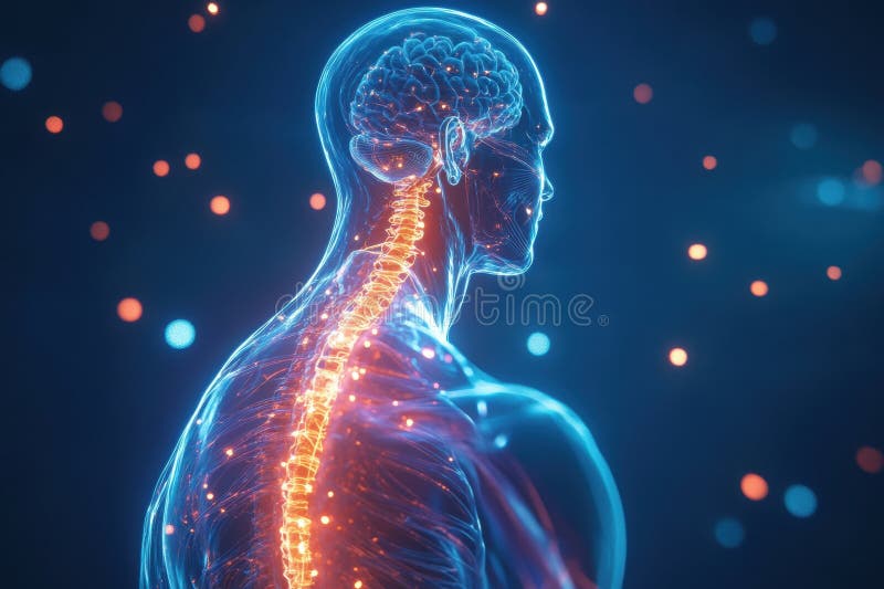 Translucent Human Silhouette with Glowing Muscle System Reveals ...