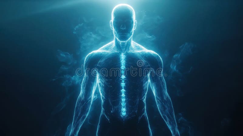 Futuristic Anatomical Visualization of a Translucent Human Silhouette ...