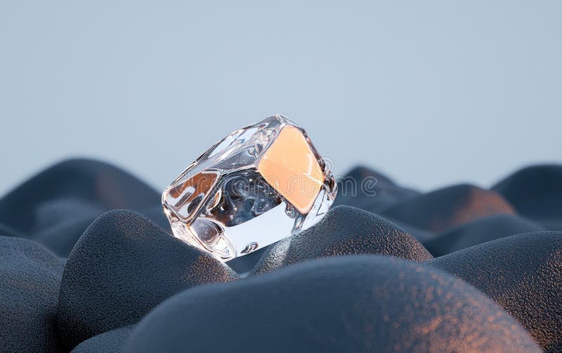 Translucent Ice Cube on Dark Rocks Stock Illustration - Illustration of ...