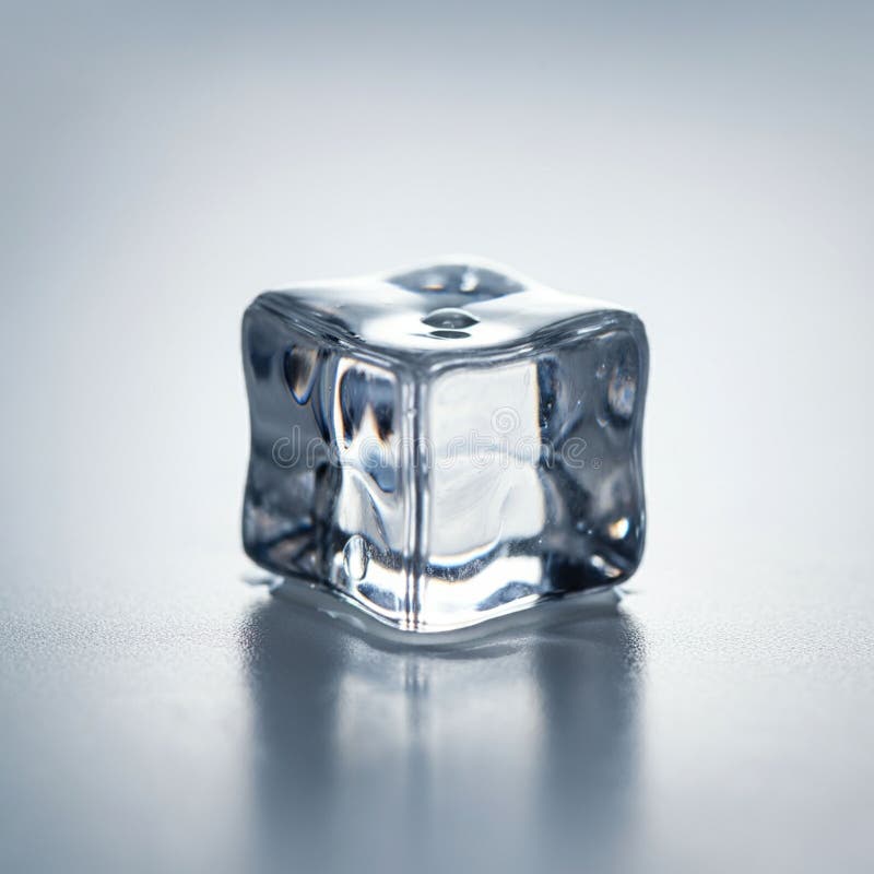 Translucent Ice Cube with Smooth, Rounded Edges Resting on a Glossy ...