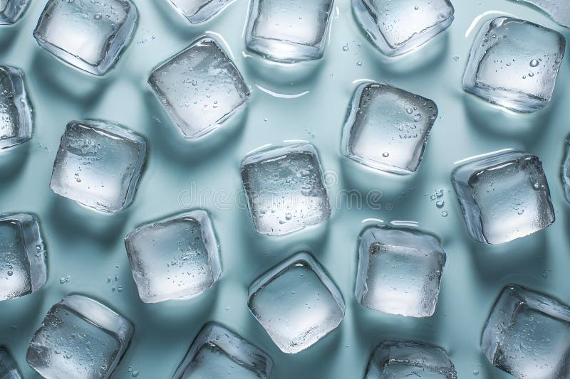 Translucent Ice Cubes Suspended in Light Blue Liquid, Cool and ...
