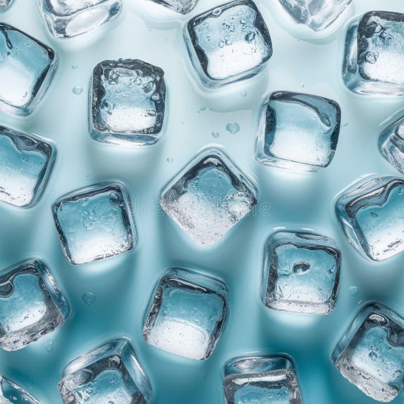Translucent Ice Cubes Suspended in Light Blue Liquid, Cool and ...