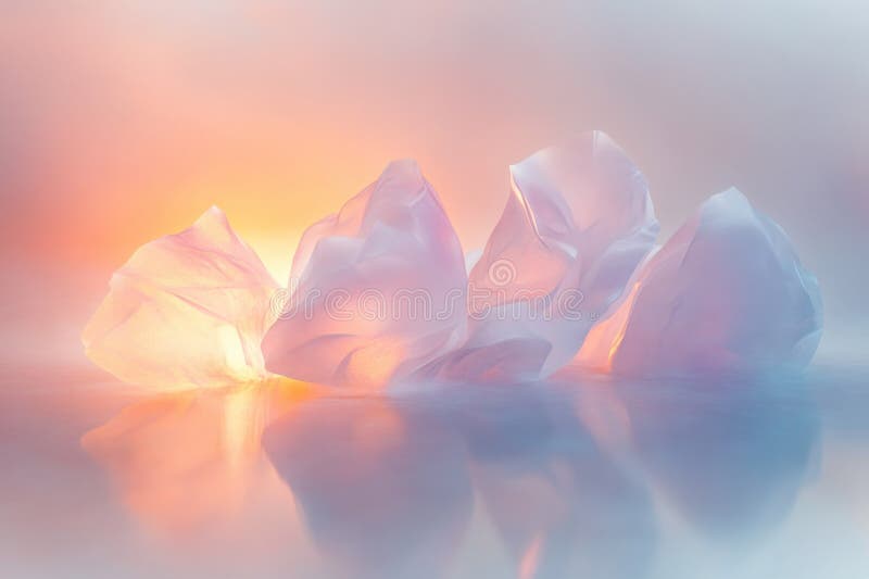 Translucent Ice Formations Illuminated by Soft Light Create a Serene ...