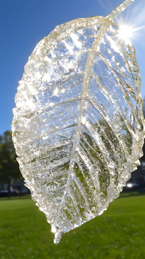 Translucent Ice Leaf Illuminated by Sunlight Stock Illustration ...
