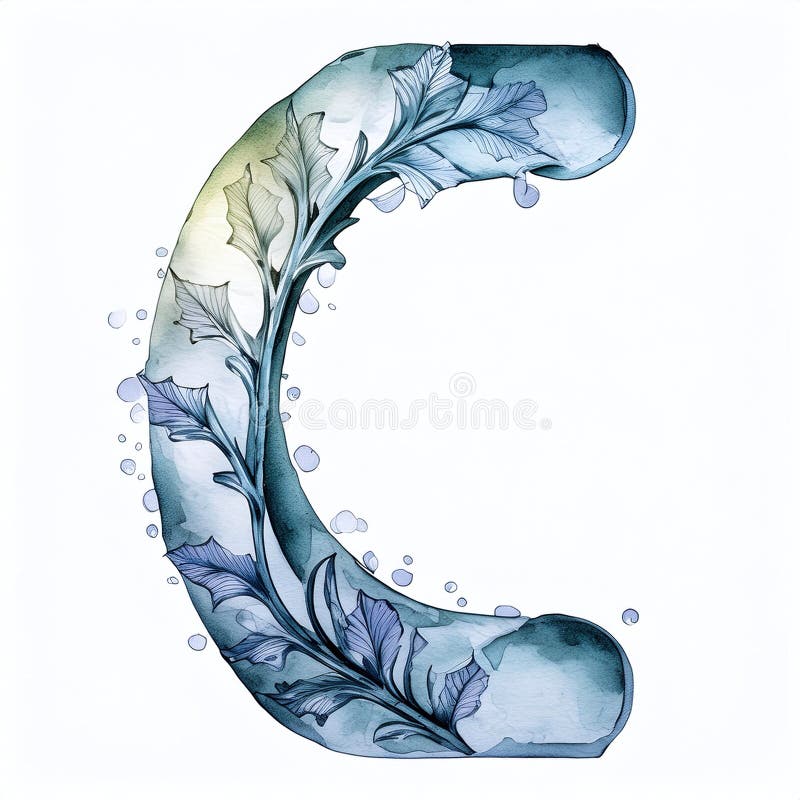 A Translucent Icy Letter C with Delicate Frost Patterns, Set Against a ...