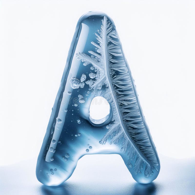 A Translucent Icy Letter a with Delicate Frost Patterns, Set Against a ...