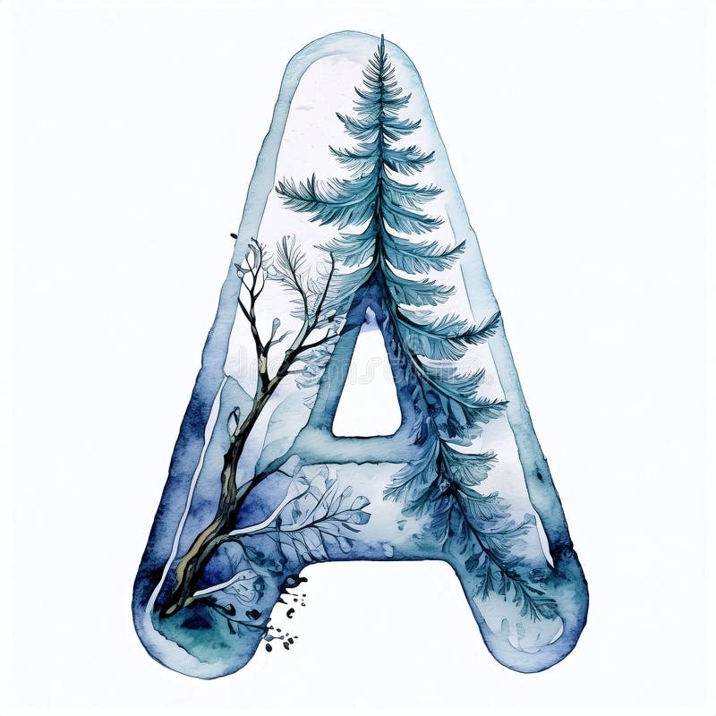 A Translucent Icy Letter a with Delicate Frost Patterns, Set Against a ...