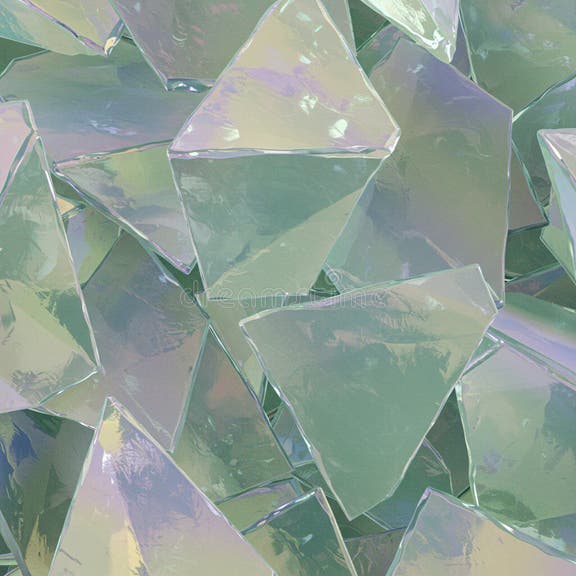 Translucent, Iridescent Crystals with Triangular Shapes are Arranged in ...
