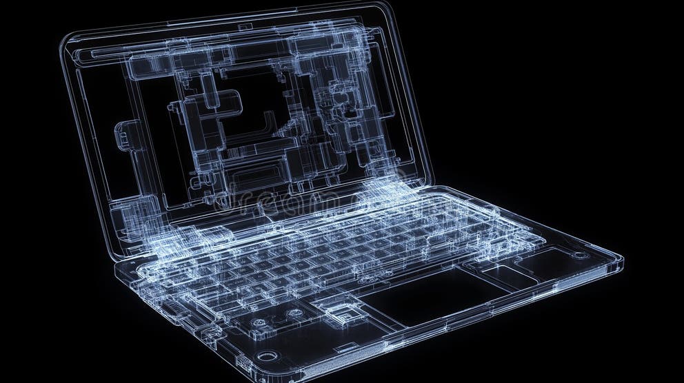 Translucent Laptop Design Showcasing Intricate Internal Components in a ...