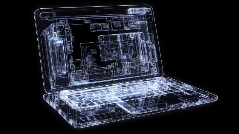 Translucent Laptop Design Showcasing Intricate Internal Components in a ...