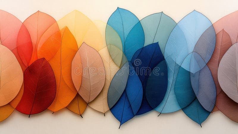 Translucent Layered Leaves: Colorful Macro Nature Illustration for ...