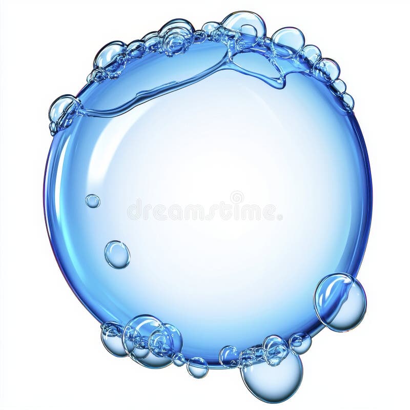 Translucent Light Blue Water Sphere with Bubbles on White Background ...