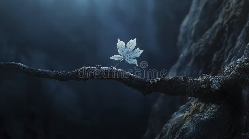 Translucent Maple Leaf on Dark Textured Branch Stock Illustration ...