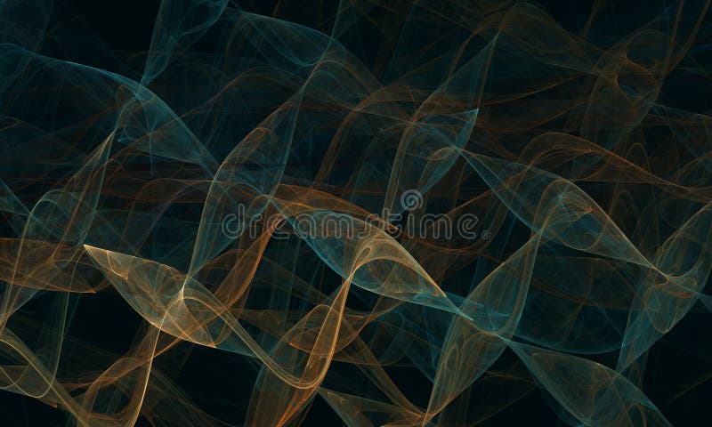Translucent Membrane of 3d Waves in Turquoise Orange Glow in Deep Dark ...