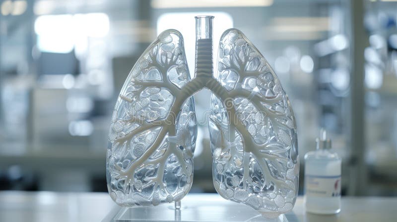 A Translucent Model of Human Lungs Sits on a White Surface in a ...