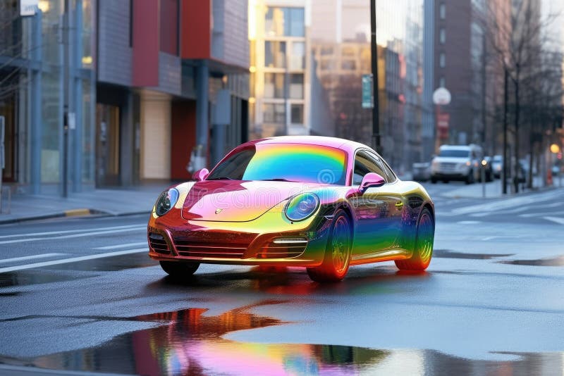 Translucent Multicolored Rainbow Car Generative Ai Stock Illustration ...
