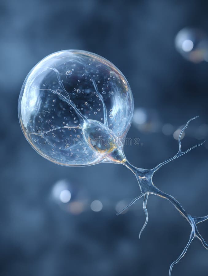 Floating Nerve Cell Contained in a Delicate Soap Bubble Illustrating ...