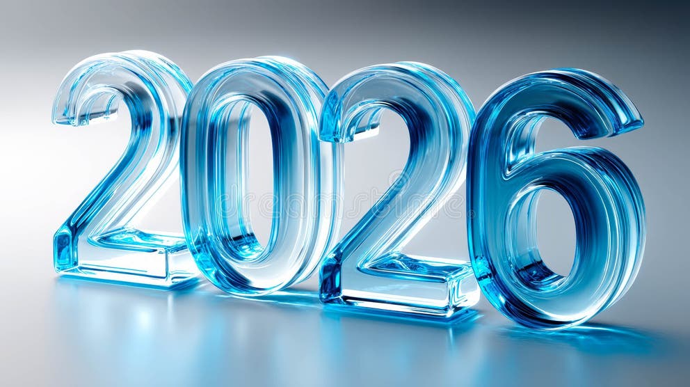Translucent Numbers Reflecting the Arrival of the Year 2026 in a ...