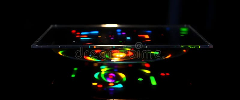 A Translucent Object Reflecting Colorful Lights Against a Black ...