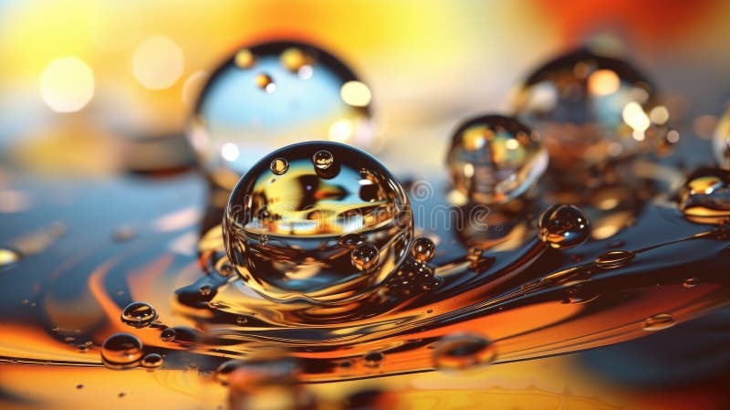 Translucent Oil Drops in Liquid on Smooth Blur. Generative AI Stock ...
