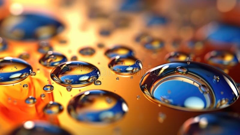 Translucent Oil Drops in Liquid on Smooth Blur. Generative AI Stock ...
