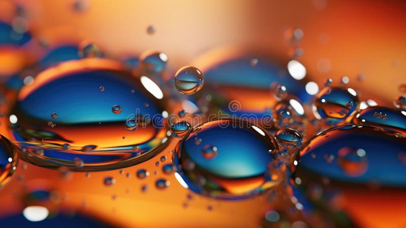 Translucent Oil Drops in Liquid on Smooth Blur. Generative AI Stock ...