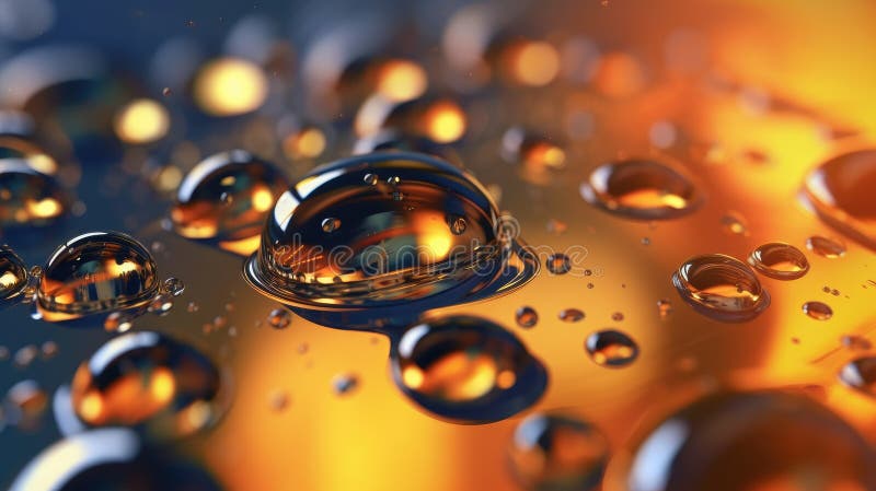 Translucent Oil Drops in Liquid on Smooth Blur. Generative AI Stock ...