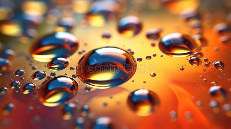 Translucent Oil Drops in Liquid on Smooth Blur. Generative AI Stock ...