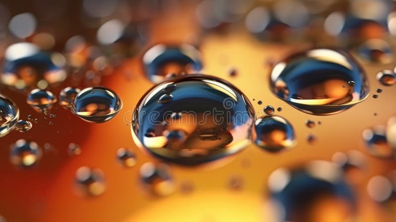 Translucent Oil Drops in Liquid on Smooth Blur. Generative AI Stock ...