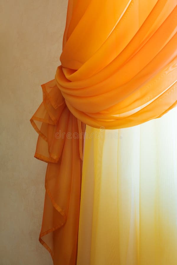 Translucent Orange Curtains Stock Photo - Image of gold, sunlight: 5817674