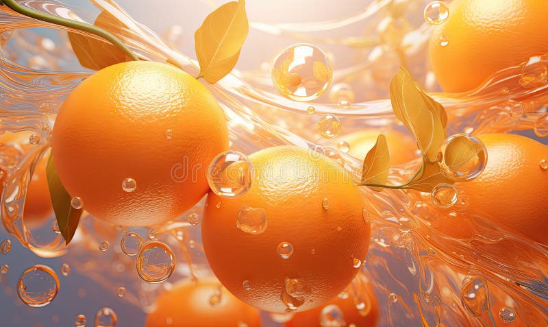 Translucent Orange Slice with Water Bubbles. AI Generative Stock ...