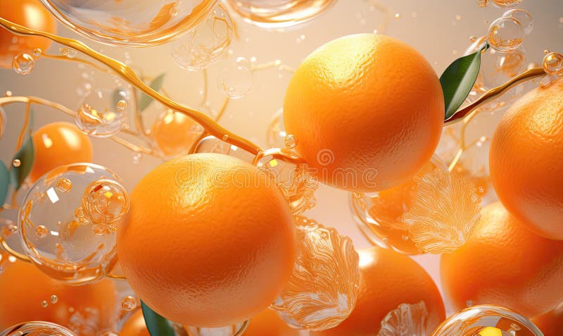 Translucent Orange Slice with Water Bubbles. AI Generative Stock ...