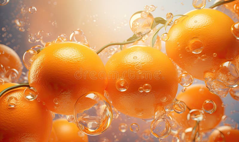Translucent Orange Slice with Water Bubbles. Created by AI Stock ...