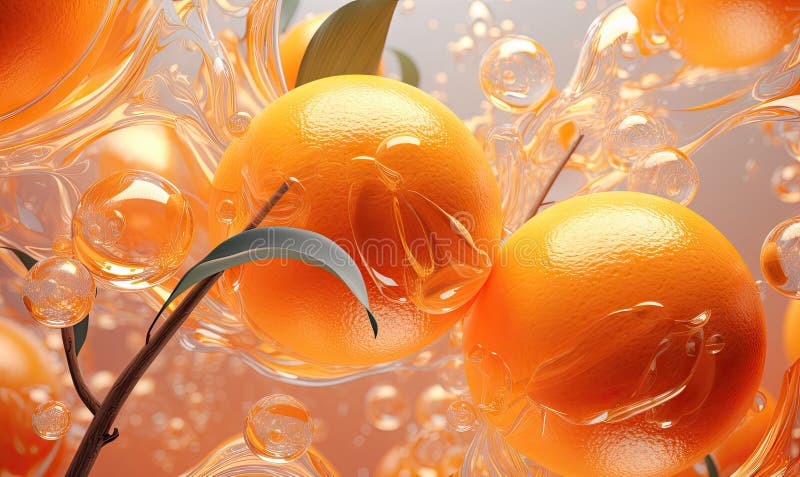 Translucent Orange Slice with Water Bubbles. Created by AI Stock ...
