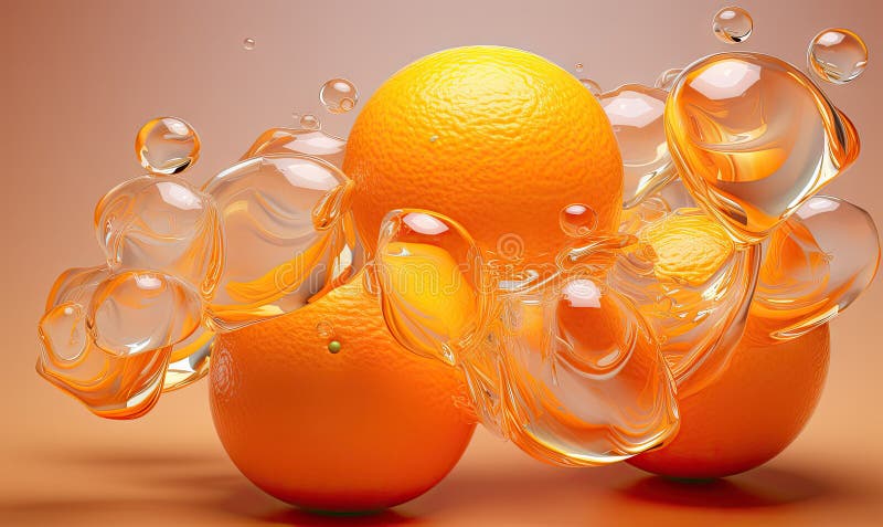 Translucent Orange Slice with Water Bubbles. Created by AI Stock ...