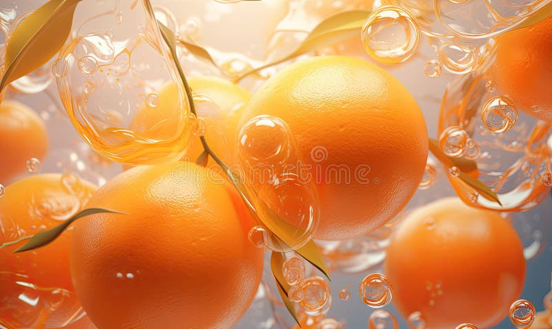 Translucent Orange Slice with Water Bubbles. Created by AI Stock ...