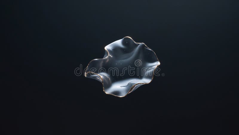 A Translucent, Organic-shaped Object with a Golden Outline, Floating ...