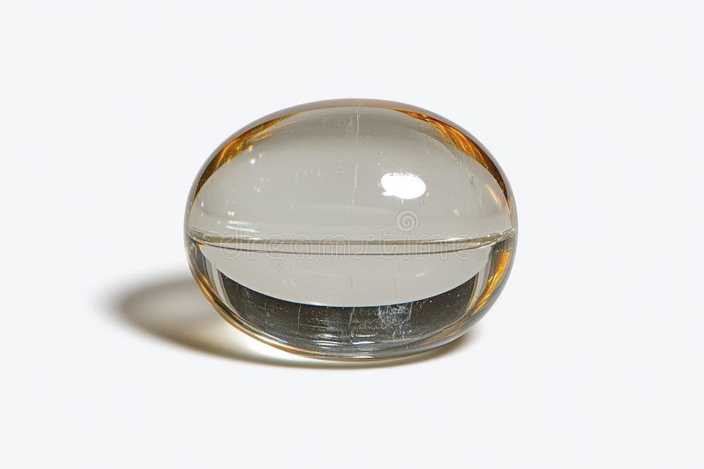 Translucent Oval Bead with Amber Edges on White Background Stock ...
