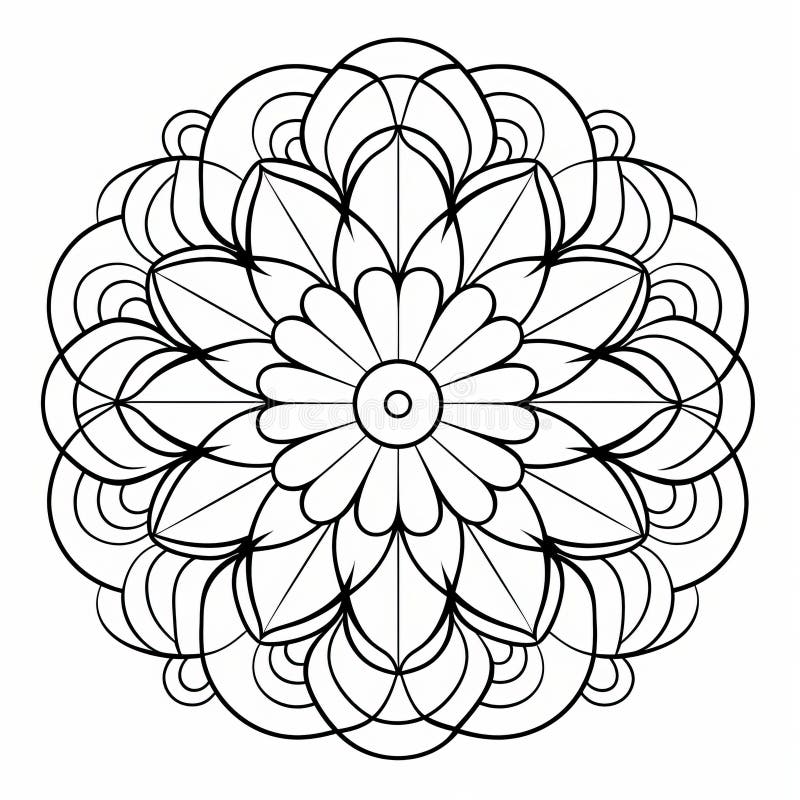 Translucent Overlapping Mandalas: Coloring Book Line Art Stock ...