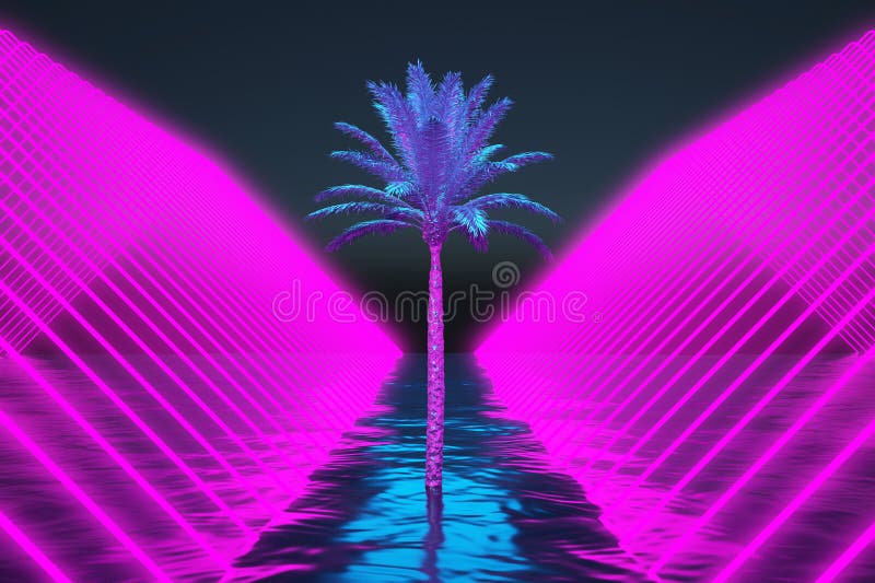 Neon Pink Retro Palm Tree Stock Illustrations – 431 Neon Pink Retro ...