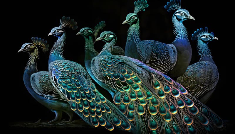Translucent Peacocks Created with Generative AI Technology Stock ...
