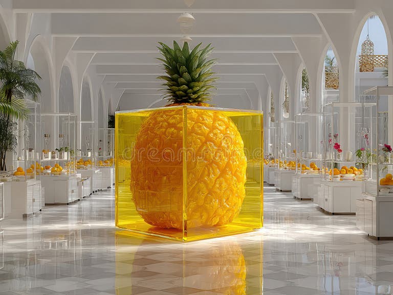 Translucent Pineapple Cube Structure in a Spacious Sci-fi Kitchen ...