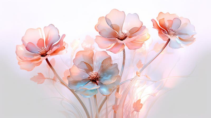 Translucent Pink Flowers on a Light Background Stock Illustration ...