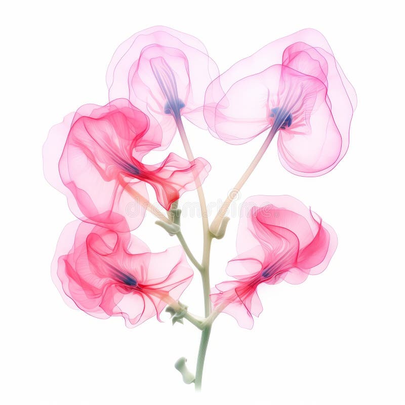 Translucent Pink Flowers on White Background: a Graceful 3d ...