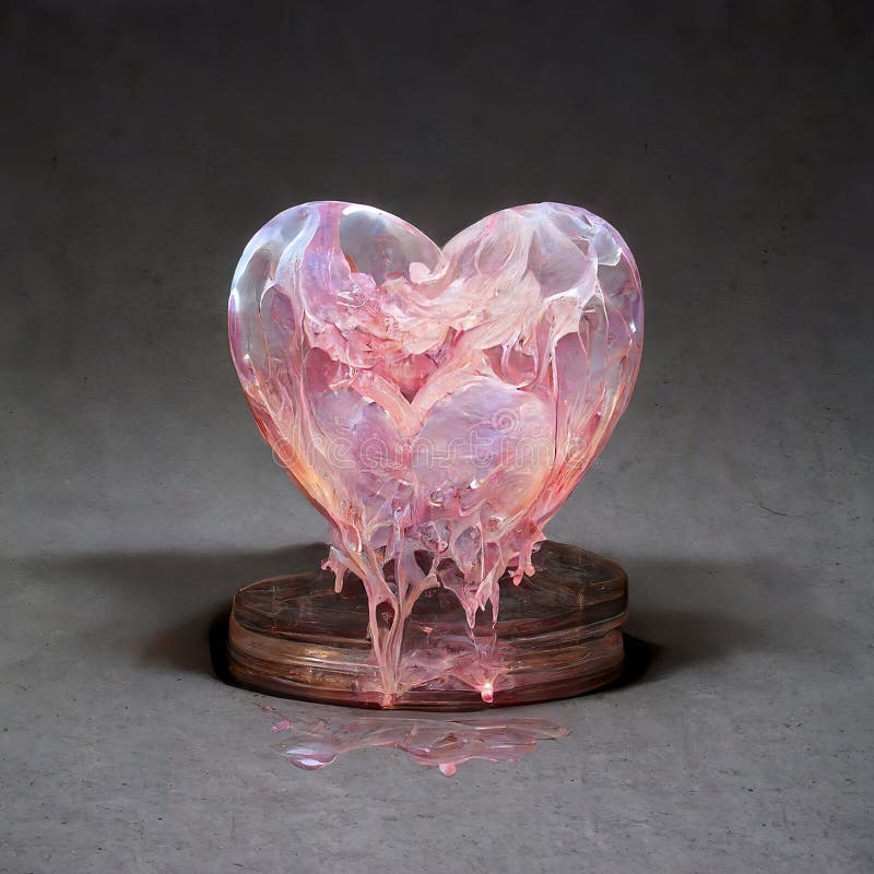 Translucent Pink Heart Melting Down Stock Illustration - Illustration ...